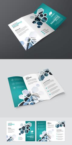 Blue Trifold Brochure Layout with Hexagons 211022024 » SCRiPTMAFiA.ORG ...
